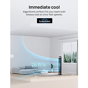 Dreo Smart Tower Fans that Blow Cold Air, 90° Oscillating Fans for Indoors, 26ft/s Velocity Quiet Floor Fan & Tower Fan with Remote, Smart Oscillating Quiet Fans for Bedroom, Bladeless