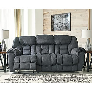 Signature Design by Ashley Capehorn Oversized Manual Pull Tab Reclining Sofa, Dark Gray
