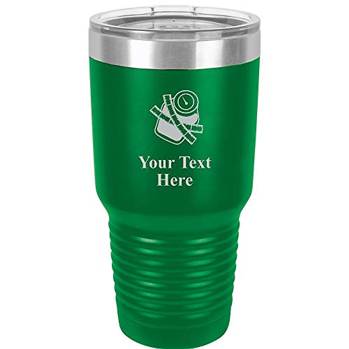 Crown Awards Weight Loss Travel 30oz Green Stainless Steel Vacuum Insulated Hot/Cold Tumbler with Clear Lid - Great Customizable Gift For Any Special Event. BPA Free