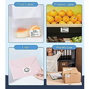 CLABEL Barcode Label Printer, 221B Bluetooth Thermal Label Maker Printer for Addresses, Business, Clothing, Labeling, Mailing, Compatible with Android & iOS System, with 1 Roll Label