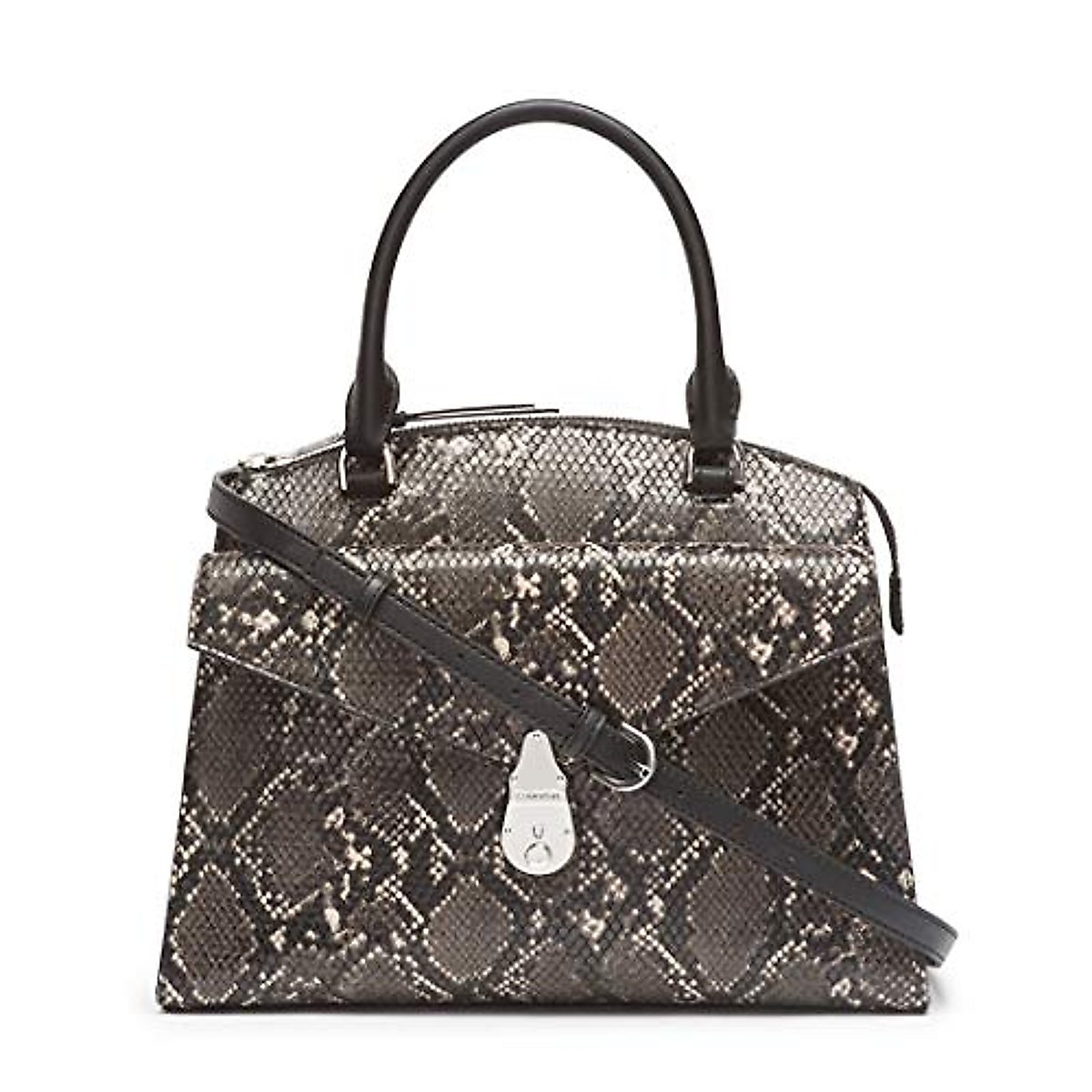 Calvin Klein Lock Candy Python Medium Statement Satchel, Asphalt