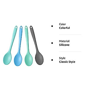 4 Pcs Silicone Mixing Spoons Nonstick Heat Resistant Silicone Utensil Spoons Silicone Basting Cooking Spoons Multicolor Serving Baking Spoons for Kitchen Baking Serving Stirring