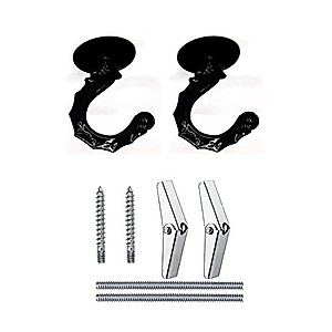 QMseller 2 Sets Metal Ceiling Hooks, Heavy Duty Swag Ceiling Hooks with Hardware for Hanging Plants/Chandeliers/Wind Chimes/Ornament (Black Color)