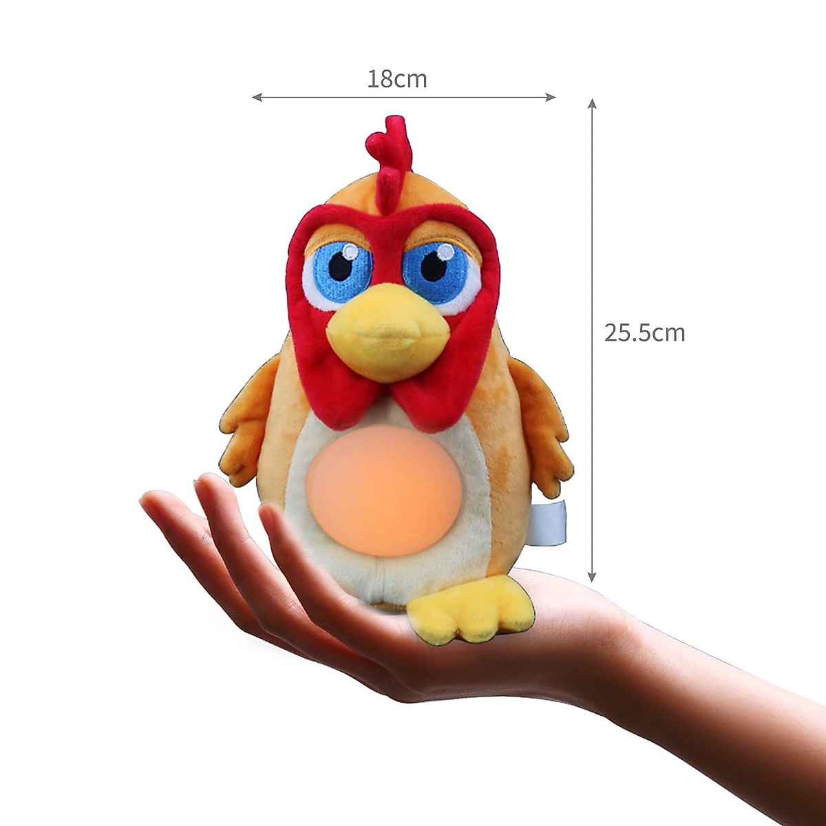 TOYMAKER La Granja de Zenon Bartolito Light Up Stuffed Animal Plush Baby Soother Chicken Spanish Toys 6 to 12 Months Crib Soother with Music and Lights for Birthday