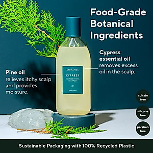 AROMATICA Cypress Deep Cleansing Shampoo 13.53fl.oz. / 400ml - Vegan, EWG Verified, Non-Irritating and Thoroughly Cleansing for Fuller, Thicker and Stronger Hair