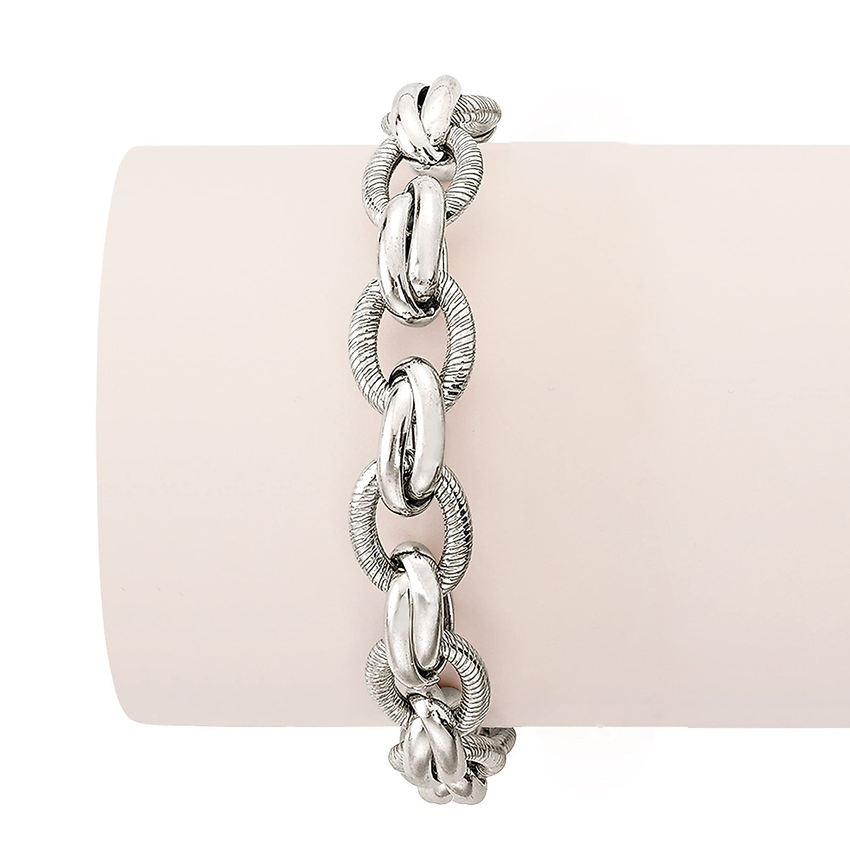 Ross-Simons Italian Sterling Silver Textured and Polished Multi-Link Bracelet. 8 inches
