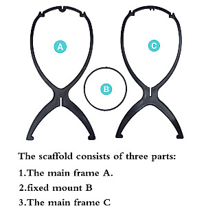 DANSEE 6 Pack Short Wig Stand Portable Wig Holder for multiple Wigs and Hats, 14.2 Inches Travel Wig Stand(Black)