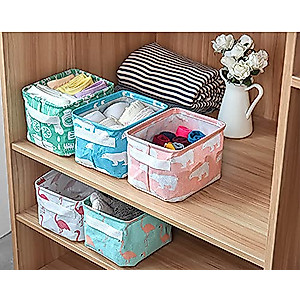 Lawei 9 Pack Mini Canvas Storage Bins - Collapsible Canvas Shelf Basket Nursery Organizer Boxwith Handles for Nursery Kids Bathroom Home Office