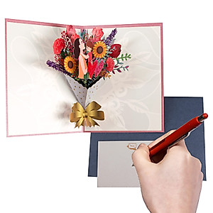 Magic Ants Happy Mother’s Day Card - 3D Flower Flora Bouquet Greeting Card - 3D Pop Up Mothers Day Card - Handcrafted 3D Pop Up Greeting Card for Her - Birthday Card for Mom