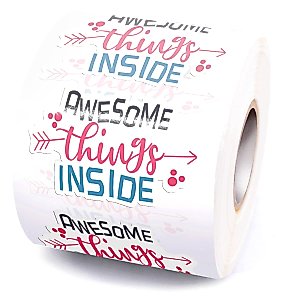 Wailozco Awesome Things Inside Stickers,Thank You Stickers,Handmade Stickers,Small Shop Stickers,Envelopes Stickers for Small Business, Online Retailers,Handmade Goods,500 Labels Per Roll