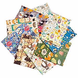 9 Pcs Animal Fabric Patterns Fat Quarters Quilting Fabric Bundles No Repeat Designs for Baby Boy Kids,18"x 22" …