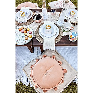 Mud Pie Round Velvet Pillow, 1 Count (Pack of 1), Pink