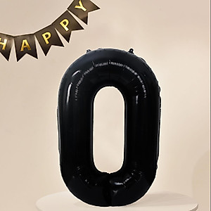 YFHVJTKO 40 Inch Black Number 0 Foil Balloons 0 Celebration Decorations for 0 Birthday Party Wedding Bridal Shower Engagement Photo Shoot Anniversary Decoration, 0 Balloon (Black Number 0)