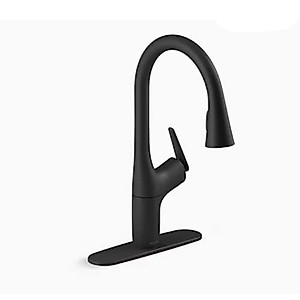 Kohler Safia 1-Handle Pull Down Sprayer Kitchen Faucet with Integrated Soap Dispenser in Matte Black