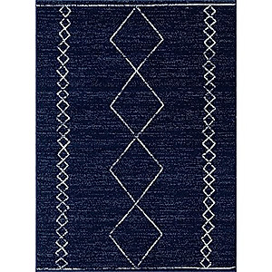 LUXE WEAVERS Daphnes Navy 5x7 Boho Moroccan Geometric Area Rug