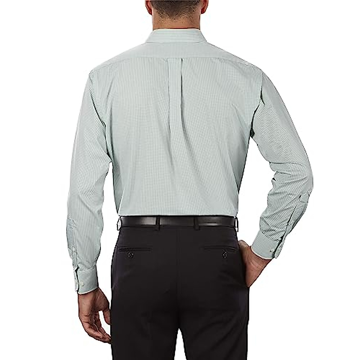 Van Heusen Men's Regular Fit Gingham Button Down Collar Dress Shirt, Green Chicory, Large