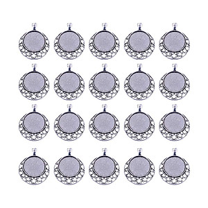 Milisten Round Tray Vintage Jewelry Pendant Base Base 100pcs Pendant Trays Kit Star Bezel Trays Pendant Settings for DIY Crafting Photo Jewelry Making 25mm Blank Pendant Trays Metal Tray Glass Set