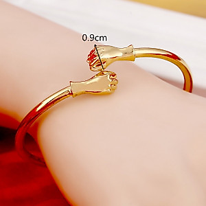 Fist Bangles for Women Men Jewelry Gold Color Opening Embossing Bangle Jewelry