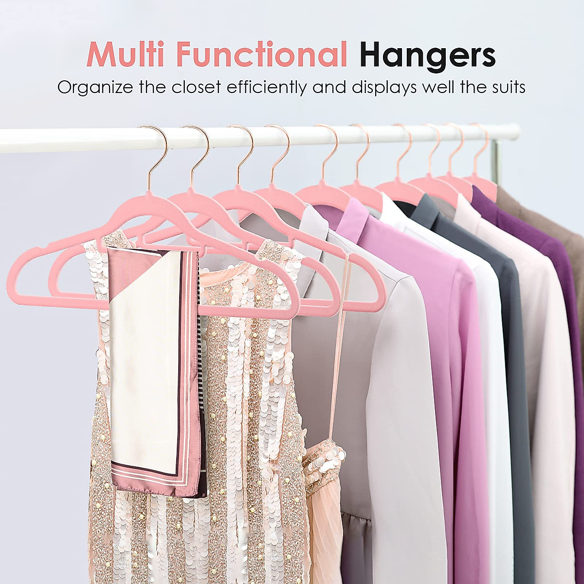 DUDUCOFU Velvet Hangers Non Slip Felt Hangers, 30 Pack Pink Velvet Hangers Clothes Hangers Space Saving Slim Hangers with 360 Degree Swivel Hook for Suits Coats, Jackets, Pants, and Dress Clothes