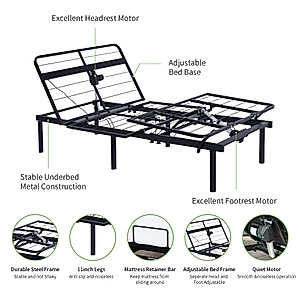 HomJoones Adjustable Bed Frame Twin XL Bed Frames Adjustable Twin XL Bed Frame Twin Adjustable Bed Frame with Remote Electric Adjustable Bed Frame Black Twin Bed Twin Adjustable Bed Base