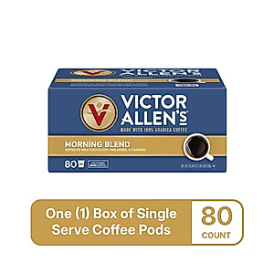 Victor Allen 's Coffee K Cups Single Serve Light Roast Coffee Keurig 2 Brewer Compatible, Morning Blend, 80 Count (Pack of 1)