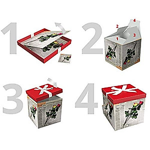 Gift Box 10"X10"X10" - Les Roses Collection - Easy to Assemble & Reusable - No Glue Required - Ribbon, Tissue Paper, and Gift Tag Included - EZ Gift Box by Endless Art US