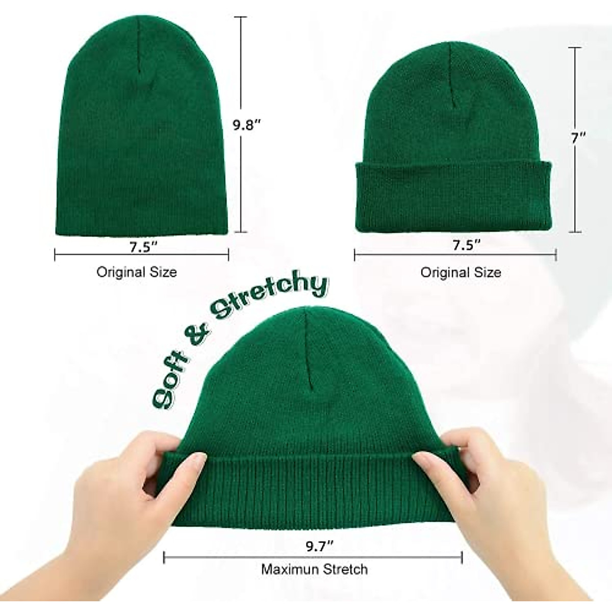 Zando Unisex Baby Beanie Warm Baby Boy Beanie for Toddler Boys Knit Kids Beanie Hat Beanies for Kids Beanie Toddler Winter Hat Girls Infant Beanies Slouchy Baby Hats Black&Dark Green&Dark Grey Hat