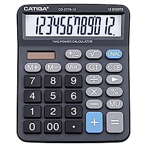 Premium Commercial 12-Digit Large Desktop Calculator with Huge 5-Inch LCD Display Screen, Giant Responsive Buttons, Battery and Solar Powered, Perfect for Home/Office Accounting Finance Use, CD-2776