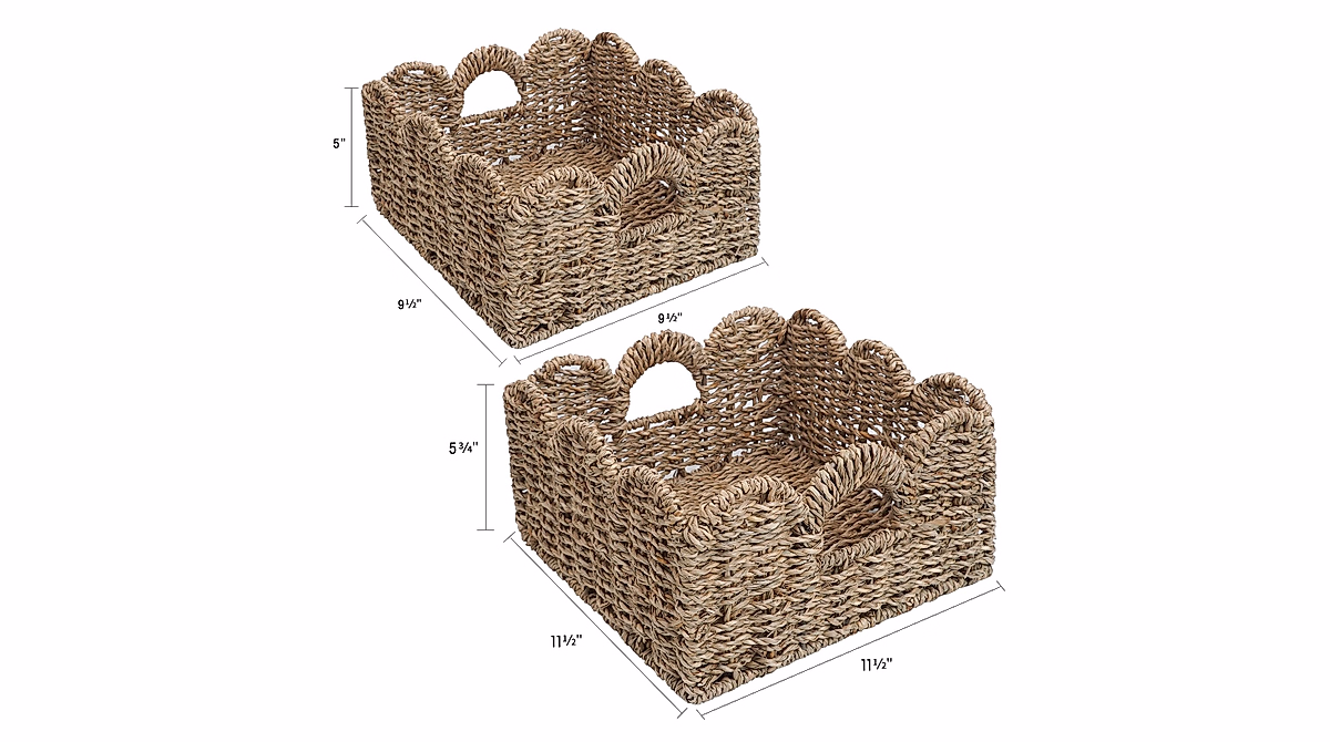 Stylish Seagrass Scalloped Baskets for Home Storage