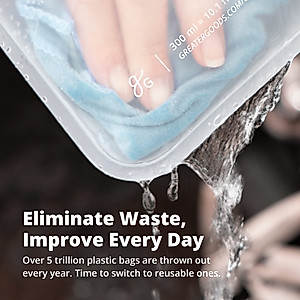 Greater Goods Reusable Food Storage Bags - BPA Free, Food Grade Ziplock Freezer Bags Made from PEVA (2 Small + 4 Medium + 2 Large)