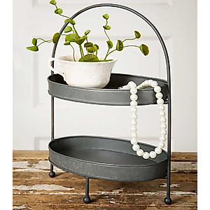 Colonial Tin Works Rustic Two Tier Oval Metal Tray