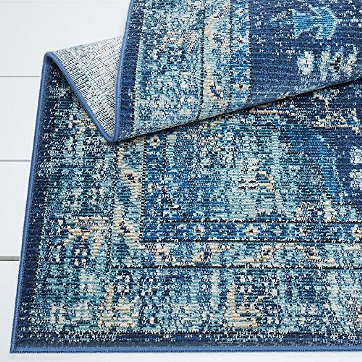 Home Dynamix Nicole Miller Patio Starlight Willow Indoor/Outdoor Area Rug 7'9"x10'2", Traditional Medallion Navy Blue/Tan