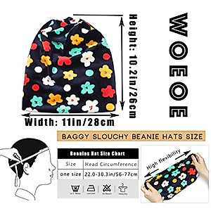 Woeoe Stocking Stuffers Baggy Slouchy Beanie Hats Fleece Lined Skullies Beanies Multifunction Warm Winter Chemo Hat Cap Scarf for Women and Girls（Pack of 2 (Balck)