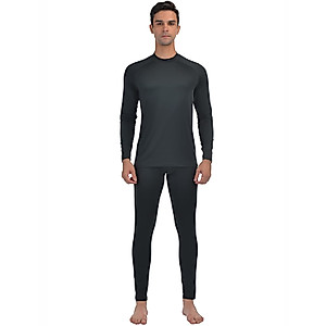 qualidyne Men's Thermal Underwear Winter Base Layer Long Johns Set Top and Bottom Sports Suits Black