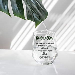 JERIO Gifts for Godmother,Godmother Gifts from Godson Godgaughter 15oz Wine Glass- Godmother Christmas,Mother's Gift for Godmother