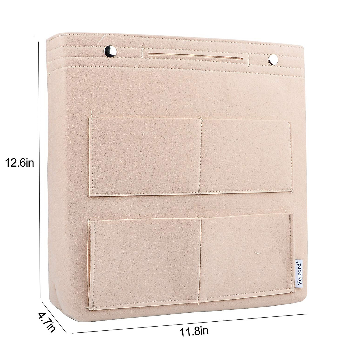 Vercord Felt Tall Long Purse Tote Backpack Bag Insert Organizer Inside for Women Cream Beige