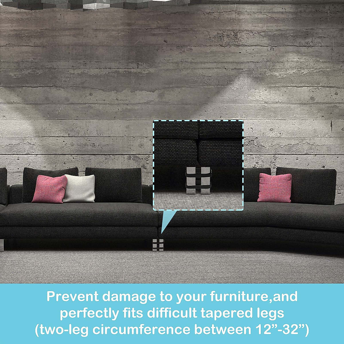 16 Pieces Rubber Couch Sectional Connectors Non Slip Sectional Sofa Locks with Hook and Loop Cinch Clips Innovative Double Couch Furniture Clips Joint Snap Locks for Sliding Sofa