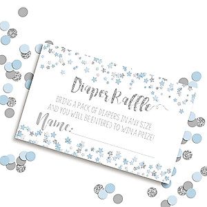 Amanda Creation Blue & Silver Twinkle Little Star Diaper Raffle Tickets for Boy Baby Showers, 20 2" X 3” Double Sided Inserts, Bring a Pack of Diapers to Win Favors & Prizes!