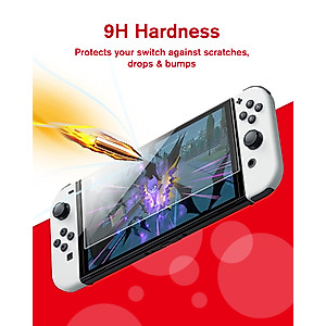 bersem 2 Pack Tempered Glass Screen Protector Compatible with Nintendo Switch OLED 7 inch 2021, Auto Alignment Kit / 9H Hardness/Transparent HD Clear/Anti-Scratch/Bubbles Free/High Response