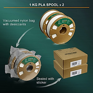 OVERTURE PLA Filament 1.75mm PLA 3D Printer Filament, 2kg Cardboard Spool (4.4lbs), Dimensional Accuracy +/- 0.02mm, Fit Most FDM Printer (White 2-Pack)
