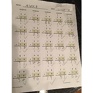 Channie’s One Page A Day Workbook, Double Digit Math Practice Worksheets, Total 100 Pages Front & Back (50 Sheets) in 2-Pack Set, Grades 1st, 2nd & 3rd, Size 8.5” x 11” (2 Pack)