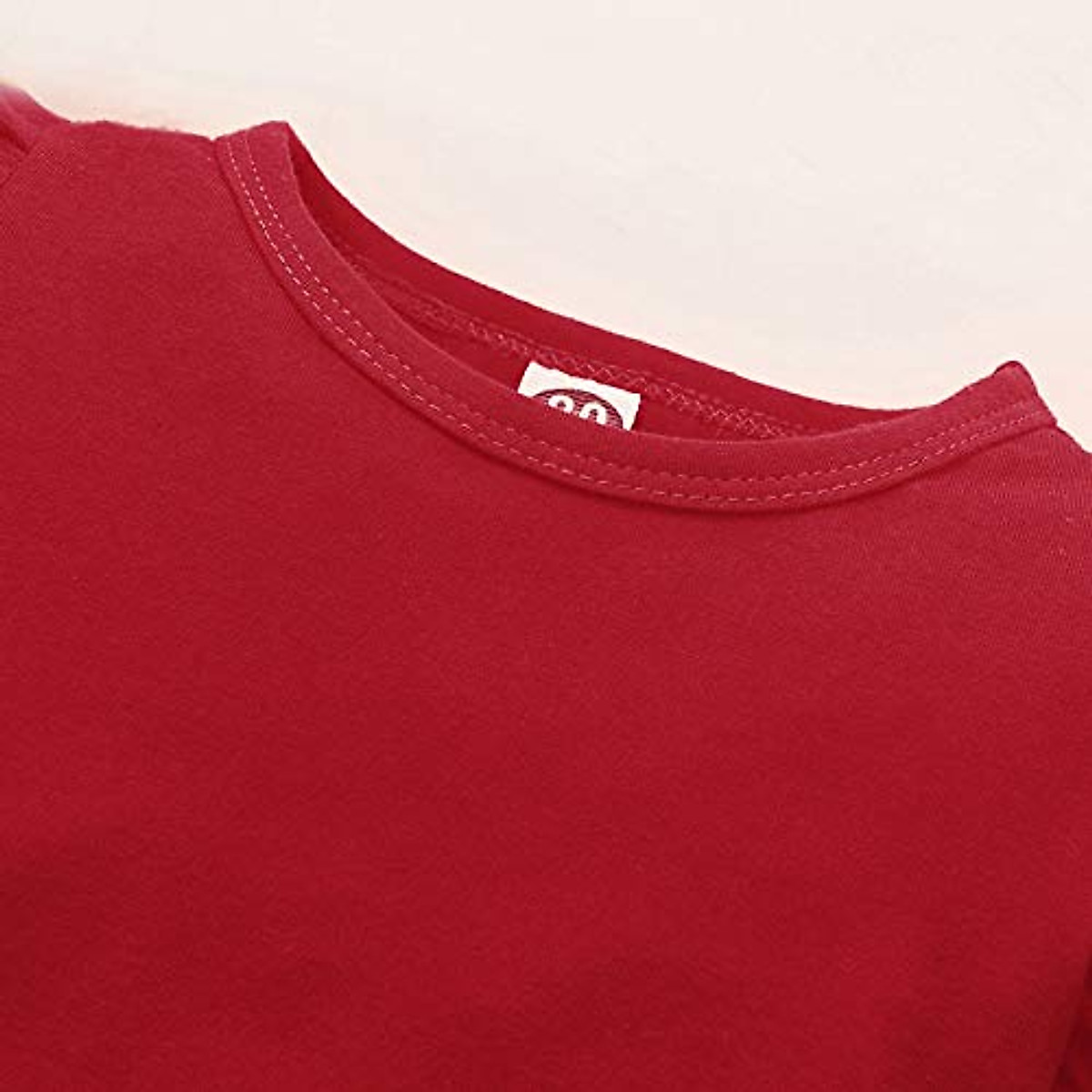 Toddler Baby Girl Solid Color Dress Kids Long Sleeve Ruffle Skirt Playwear (Red, 4-5T)