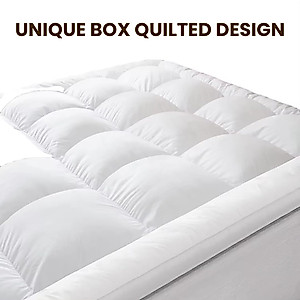 SLEEPAURA 5 Inch Thick Waterproof Mattress Topper - 3D Air Fabric – Noiseless, Breathable, Washable, Cooling Mattress Topper Elastic Fits up 8'' to 21'' Depth - White Bed Cover 60"x80" (Queen)