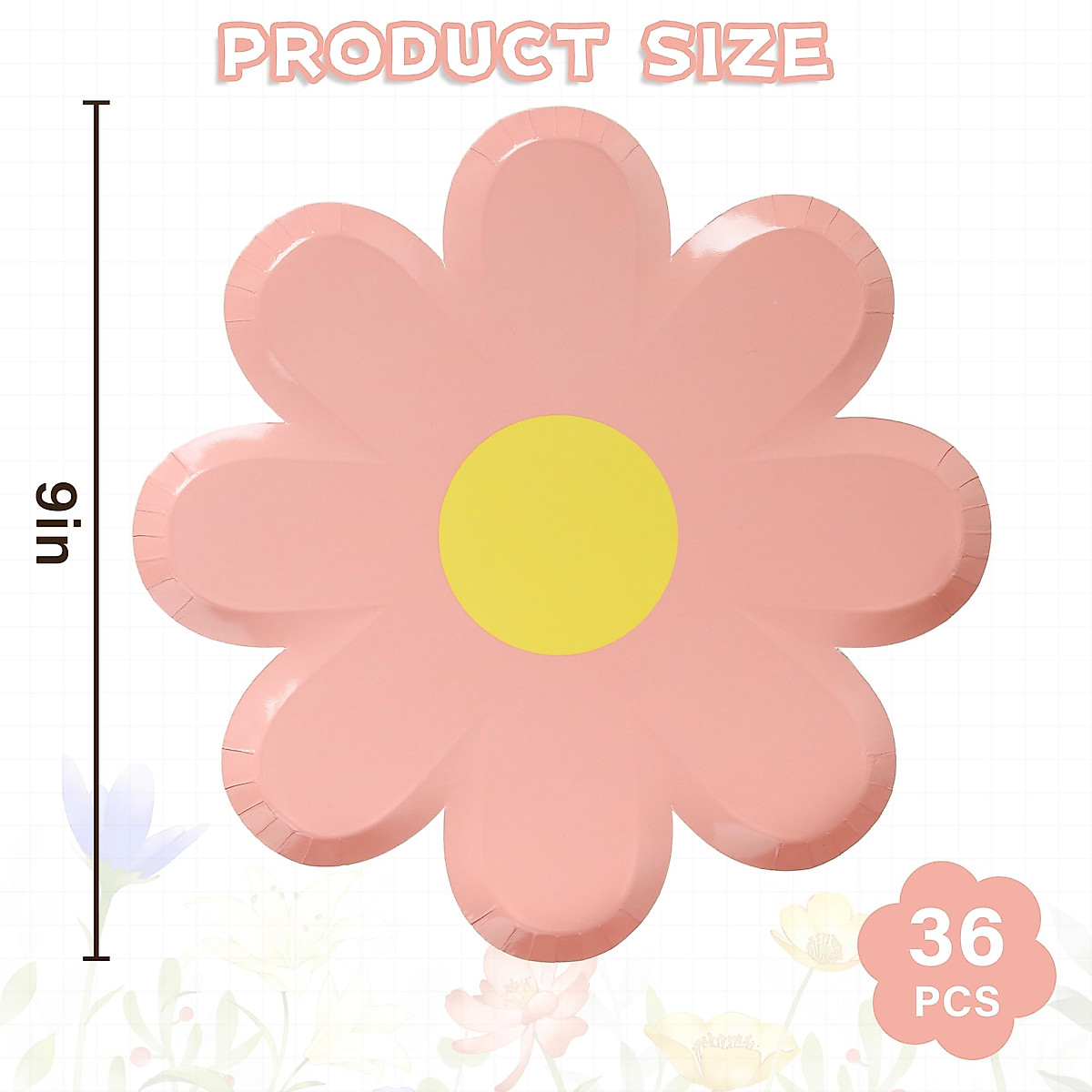 AimFun Daisy Paper Plates Groovy Party Plates Disposable 9inch Flower Shaped Dinner Plates Retro Boho Hippie Plates for Birthday Baby Shower Wedding Bridal Party Decor Supplies (36, Groovy)