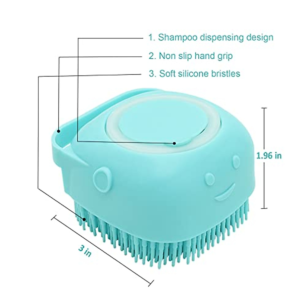 Dog Bath Brush, Soft Silicone Rubber Dog Grooming Brush Pet Massage Brush Shampoo Dispenserfor Short Long Haired Dogs and Cats Washing Shower(blue)