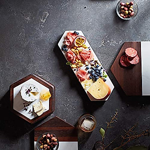 Libbey Urban Story Wood and Marble Flip Tray, 15-inch