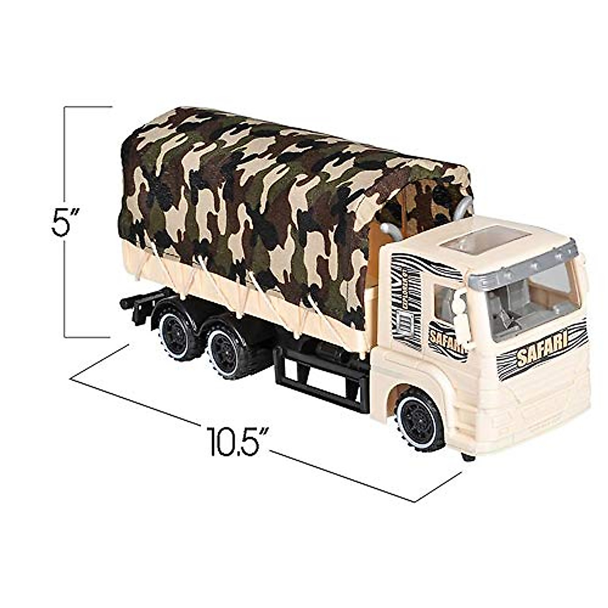 ArtCreativity Push and Go Transportation Safari Truck - Unique Animal Figurines Storage - Durable Plastic Truck with Fabric Cover - Best Birthday for Boys and Girls, Carnival Prize