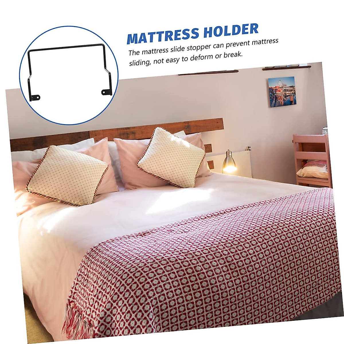 SEWOART 2 Pcs Non Mattress Grippers Bed Frame Baffle Slide Stoppers Keep Mattress from Sliding Adjustable Mattress Holder Bars Home Use