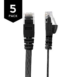 Buhbo 0.5 FT (6 inch) Cat6 Flat Ethernet Network Cable RJ45 (5-Pack)