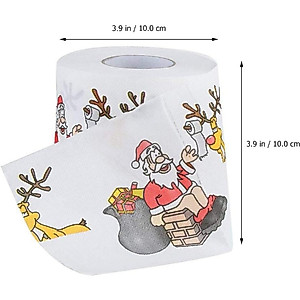 2 Rolls Merry Christmas Toilet Paper Christmas Pattern Series Printed Disposable Toilet Paper Napkins Tissue Christmas Bath Toilet Paper for Xmas Fun Party Novelty Gag Gifts Bathroom Decor (2)